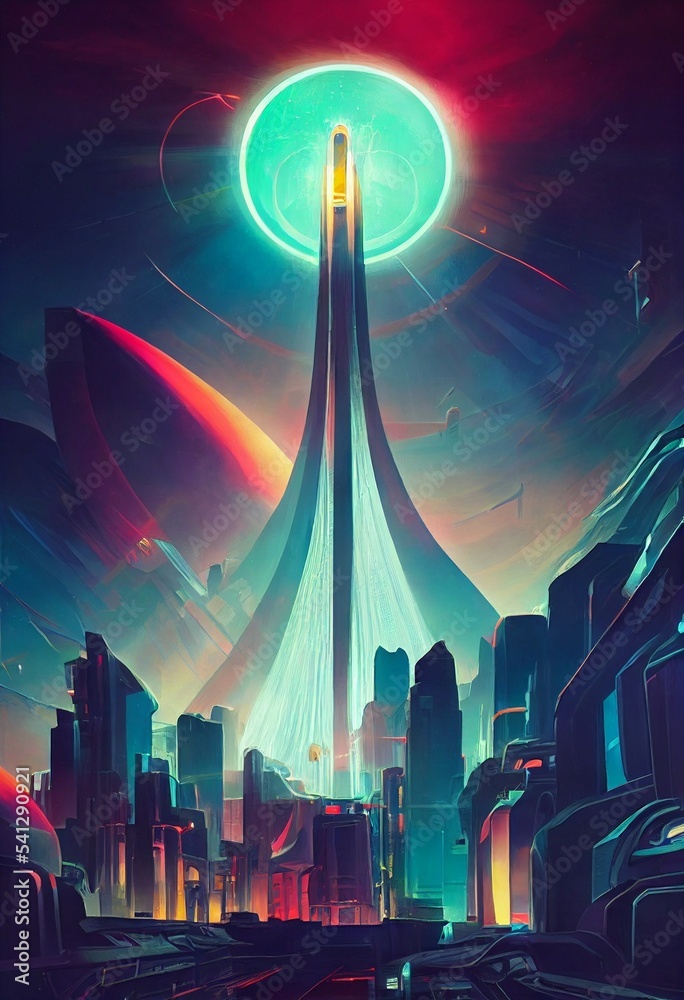 Alien city of the future energy beam scifi tower science fiction other ...