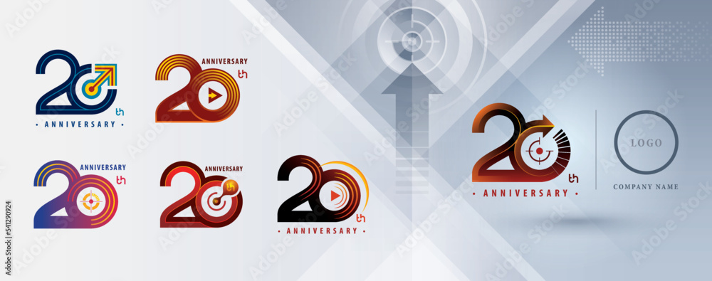 Set of 20th Anniversary logotype design, Twenty years Celebrating ...