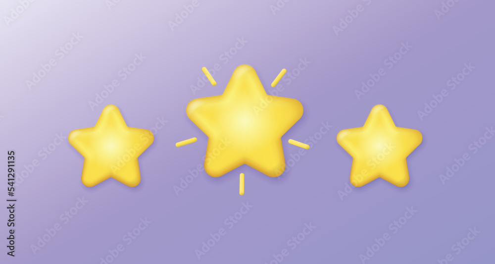 3D glossy stars isolated vector illustration. Rating, survey or review ...