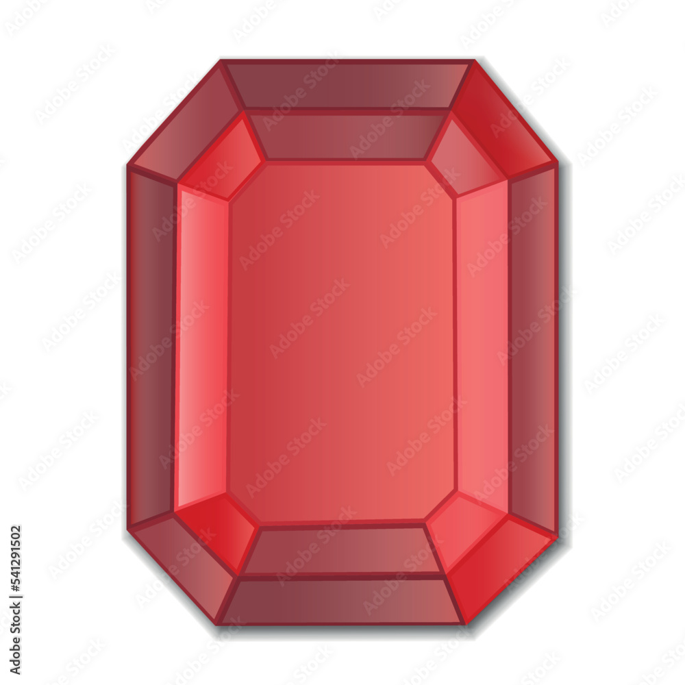 Realistic red ruby isolated on white background. Shining red jewel ...