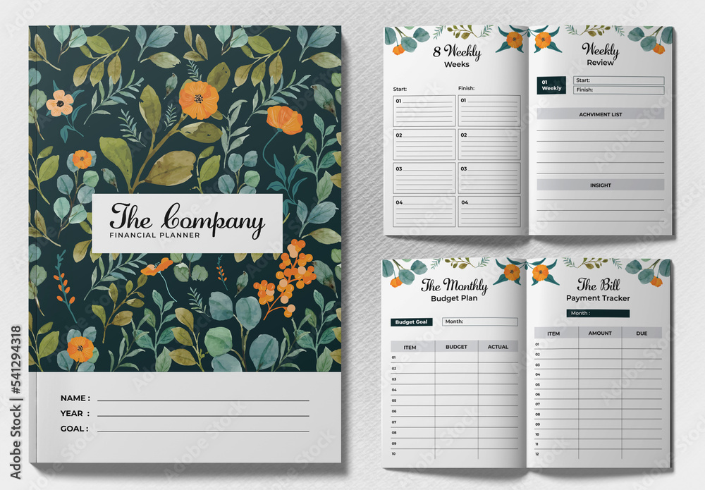 Annual Planner Notebook Layout Stock Template | Adobe Stock