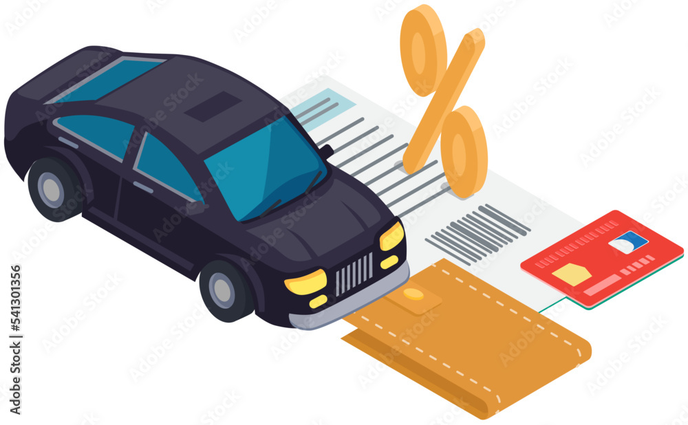 Car near check for purchase of vehicle and credit card for payment ...