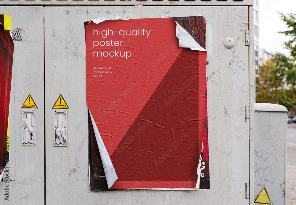 Glued Ripped Outdoor Poster Texture Mockup Stock Template | Adobe Stock
