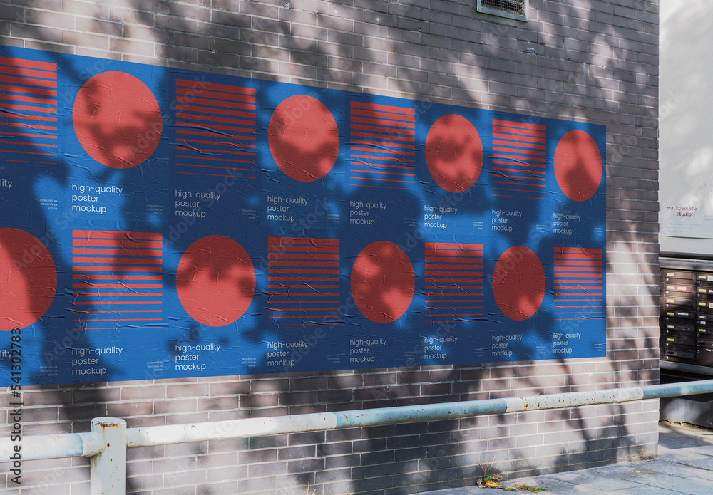 Shadowed Street Glued Outdoor Texture Poster Mockup Stock Template ...