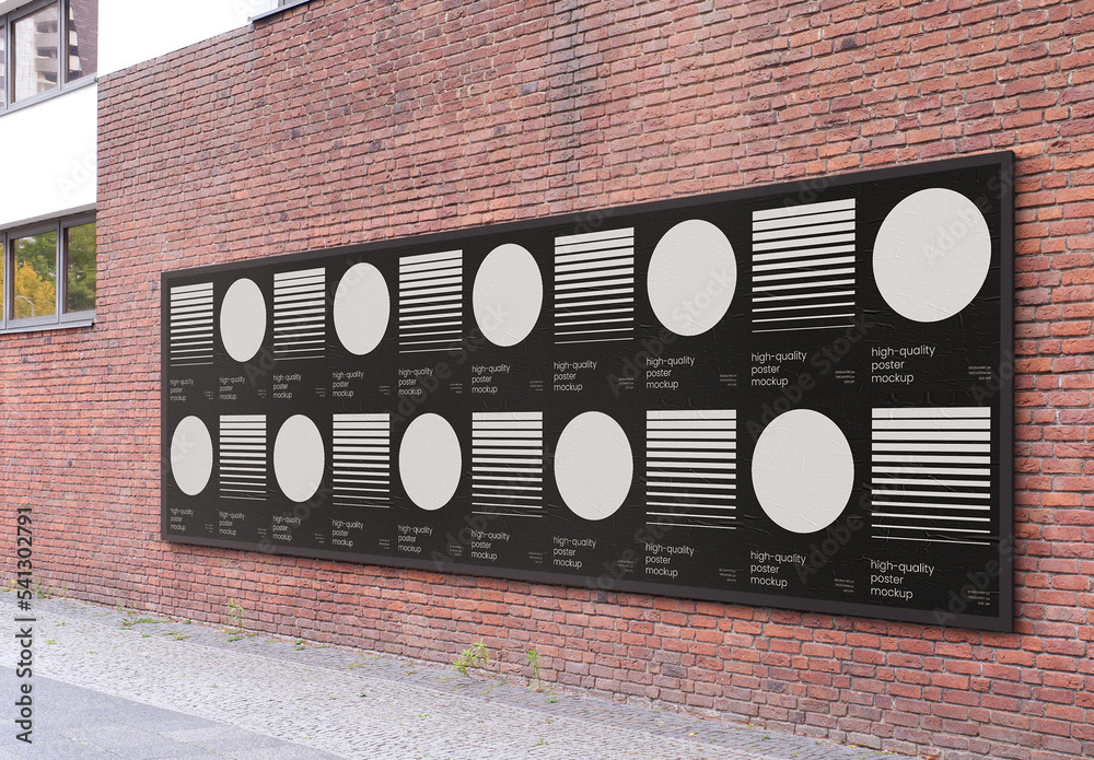 Urban Street Outdoor Posters on Brick Wall Mockup Stock Template ...