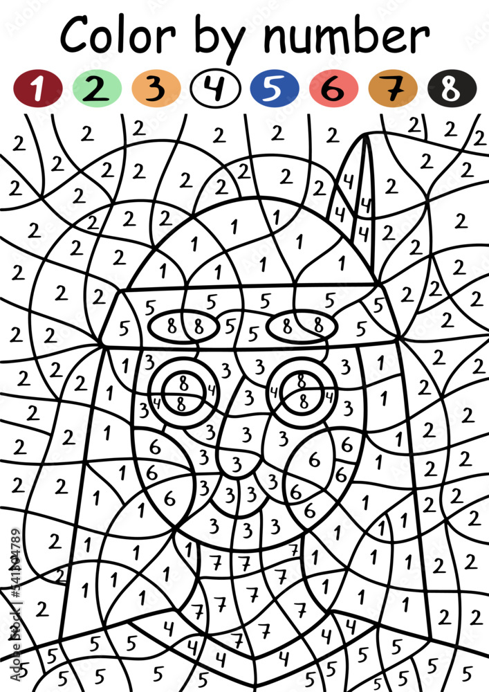 Native American color by number game for kids vector illustration ...