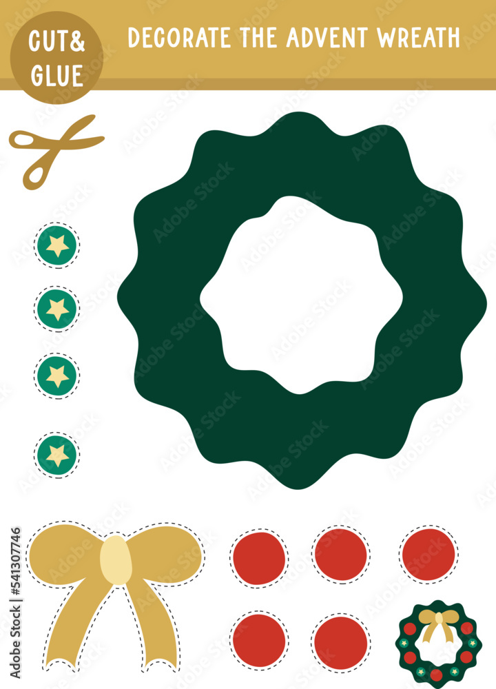 Decorate advent wreath. Christmas winter printable activity sheet page ...