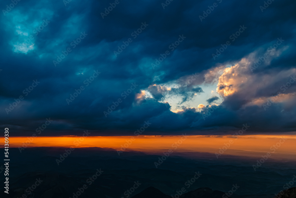 Beautiful alpine sunset at the famous Saentis summit, Schwaegalp ...