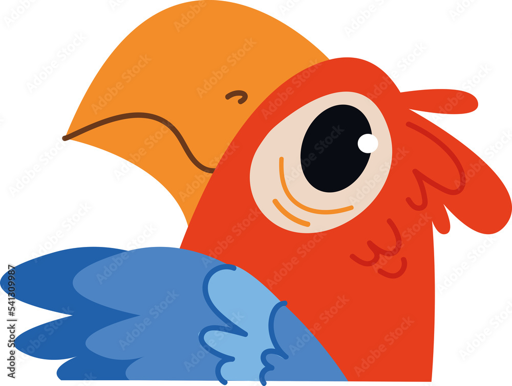 Cute baby red parrot macaw. Wild African bird avatar. Portrait ...