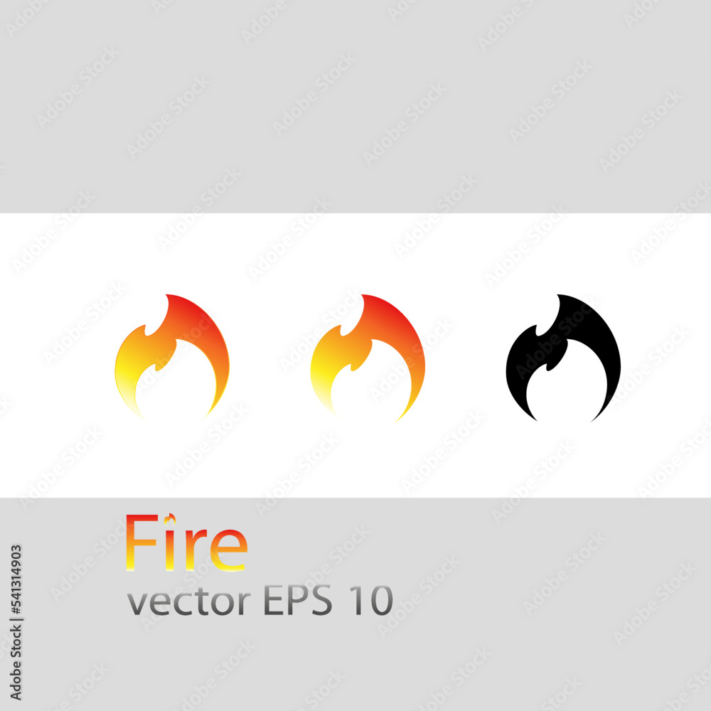 Fire logo vector, flame silhouette icon isolated on white background ...