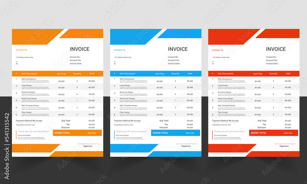 Business invoice form template, Invoicing quotes, money bills or price ...