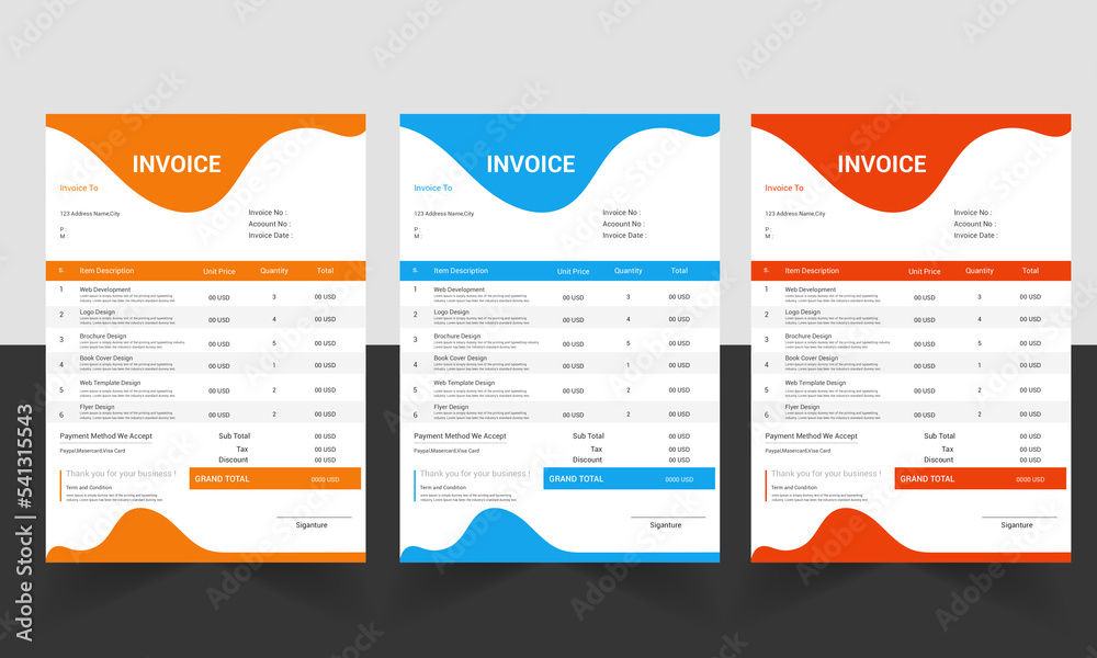 Business invoice form template, Invoicing quotes, money bills or price ...