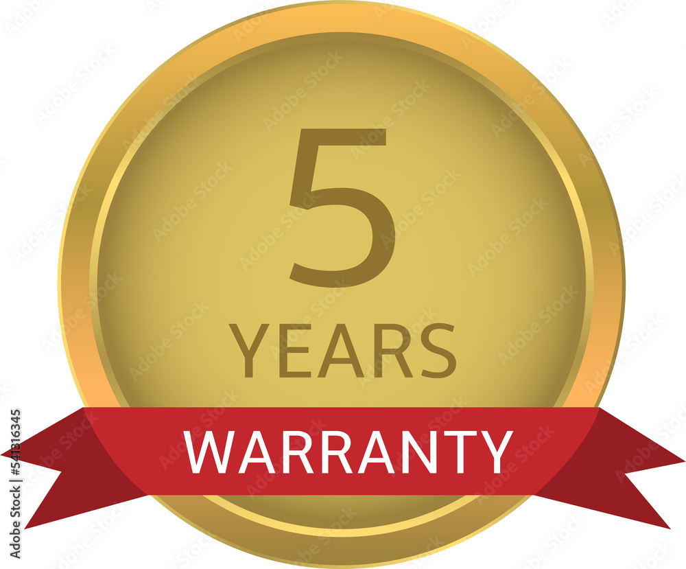 5 years warranty golden label. Png and Jpeg file formats Stock ...