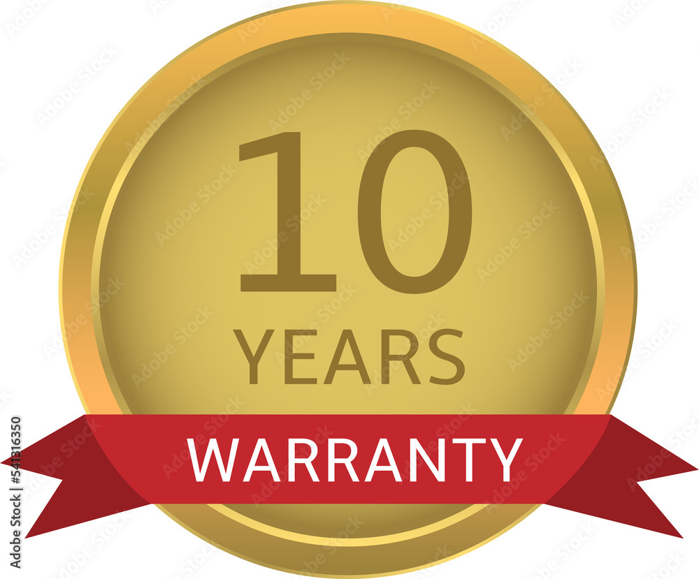 10 years warranty golden label. Png and Jpeg file formats Stock ...