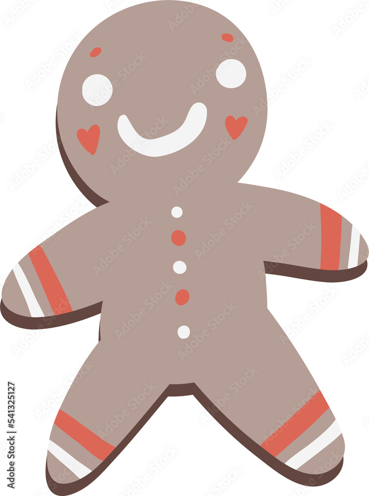 Christmas sweet cookie man with frosting decoration, png illustration ...