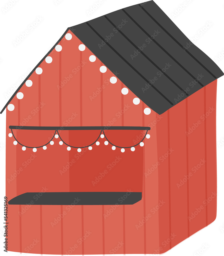 Red cute wooden stand, png illustration in flat cartoon style. Isolated ...