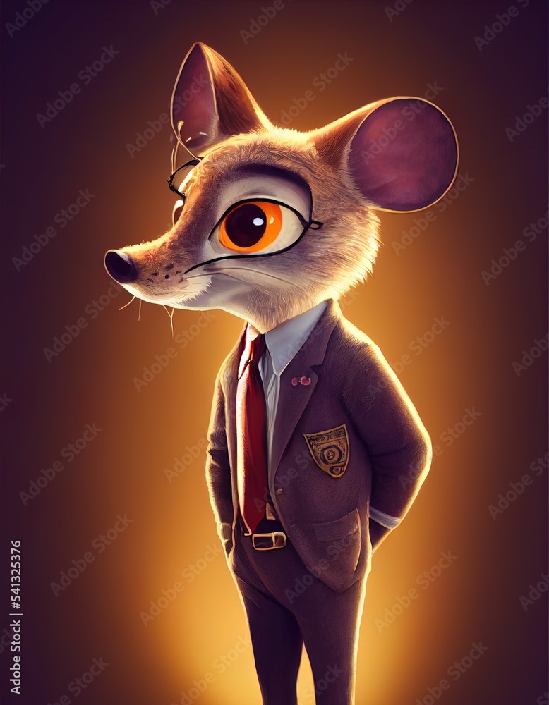 Front view of mouse wearing suit and standing in proud pose. Dapper ...