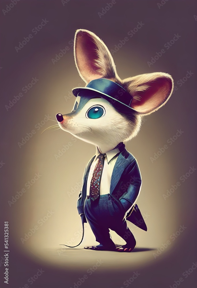 Front view of mouse wearing suit and standing in proud pose. Dapper ...
