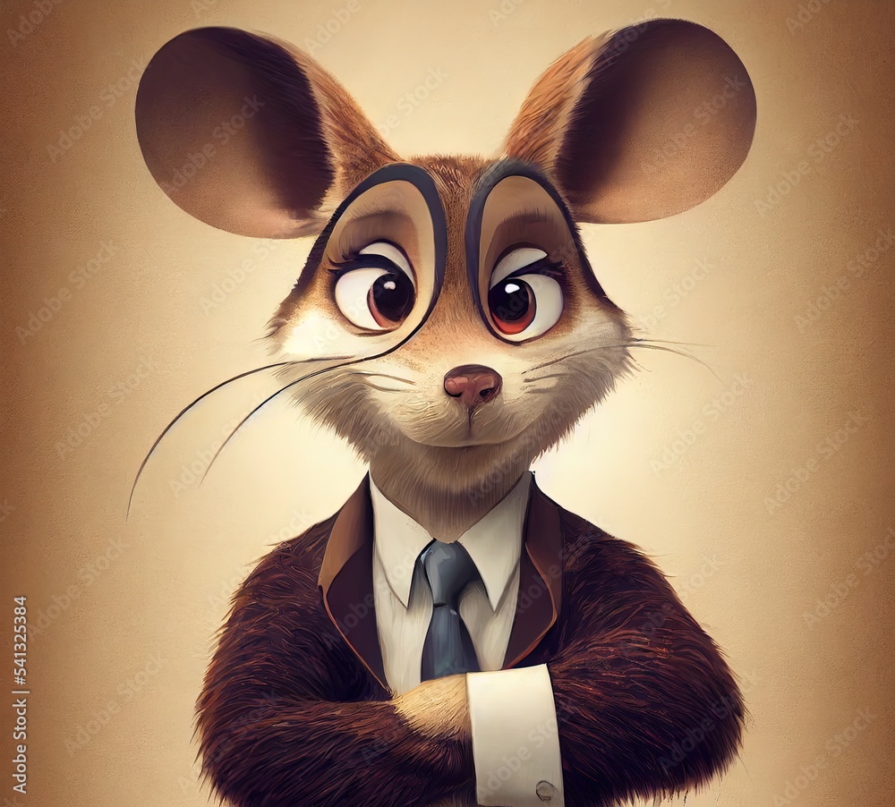 Front view of mouse wearing suit and standing in proud pose. Dapper ...