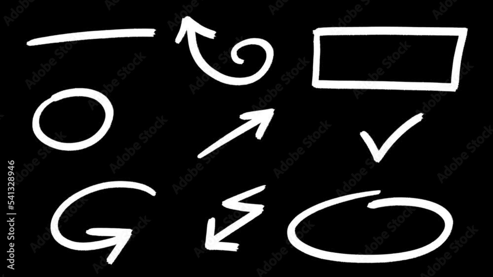 Arrows and a few other shapes lines animated hand drawn slow animation ...