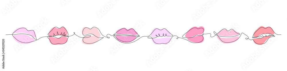 Vector illustration of female lips in one continuous line style ...