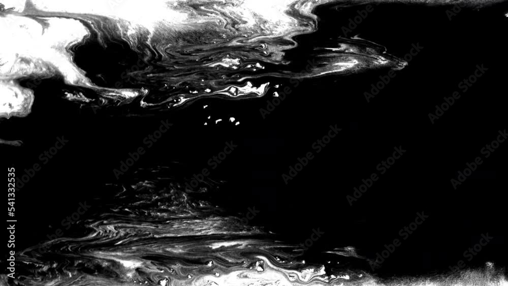 Black ink artistic flow splatter spots spills white paper beautiful ...