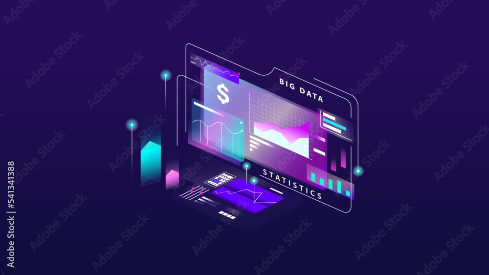 isometric design of computer background business statistical data and ...