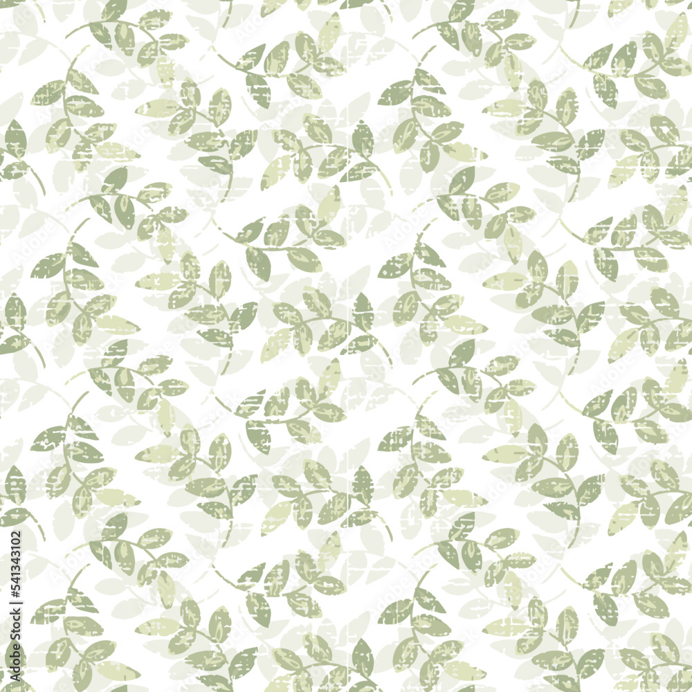semless small vector green leaf design pattern on white background ...