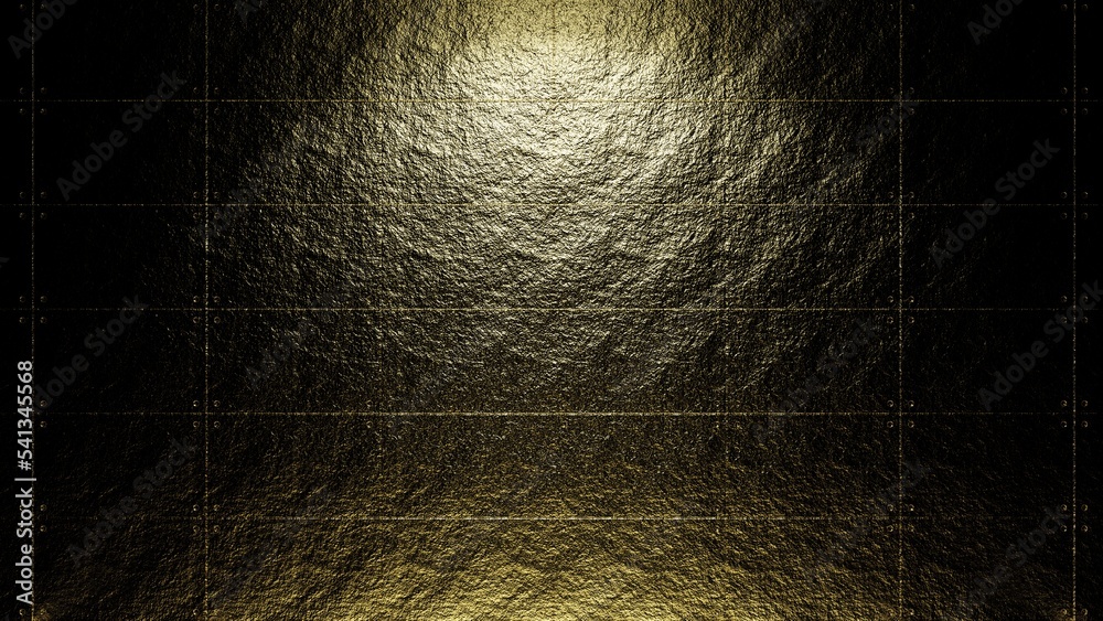 Gold metallic scratch wall and floor on spot lighting background ...