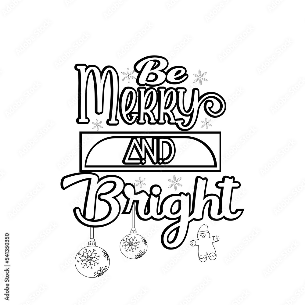 Merry Christmas Coloring page. Christmas line art coloring page design ...