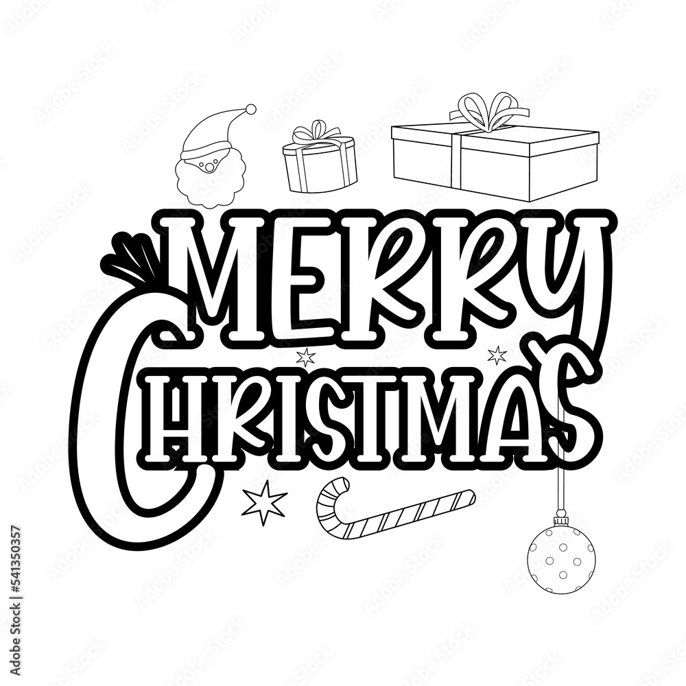 Merry Christmas Coloring page. Christmas line art coloring page design ...