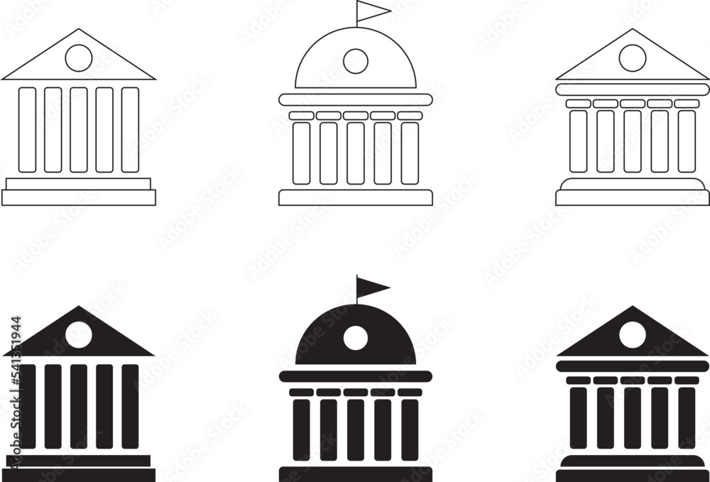 Column building bank or theater symbol. University icon. white house ...