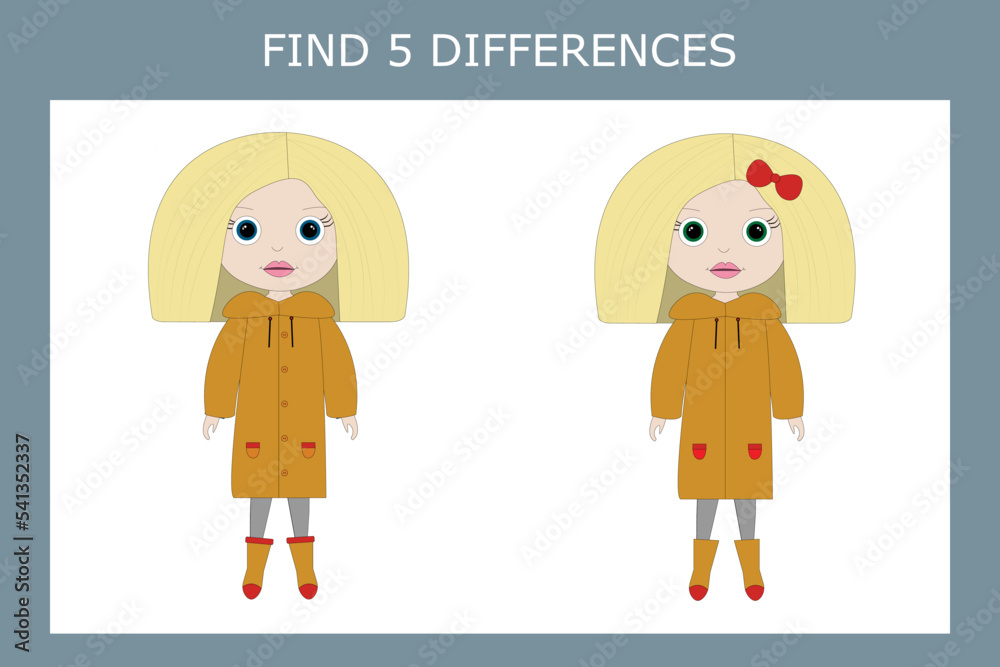 Educational game for children. Find in the row all the differences in ...