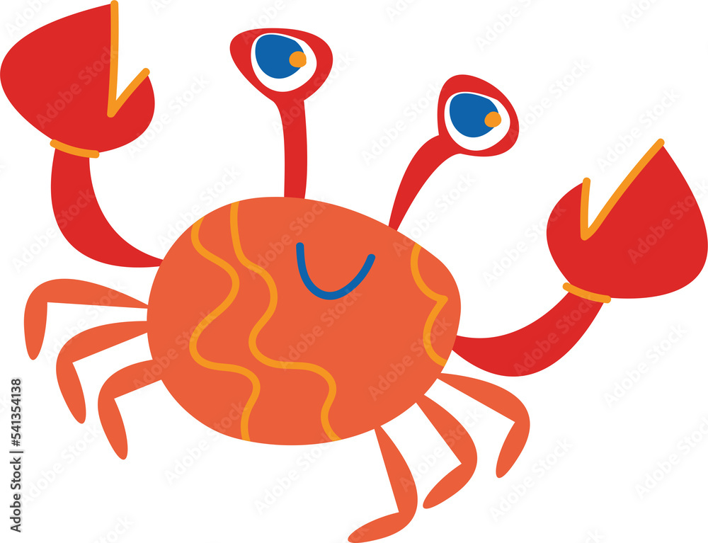 The baby illustration of a simple crab cute. Illustration in flat ...