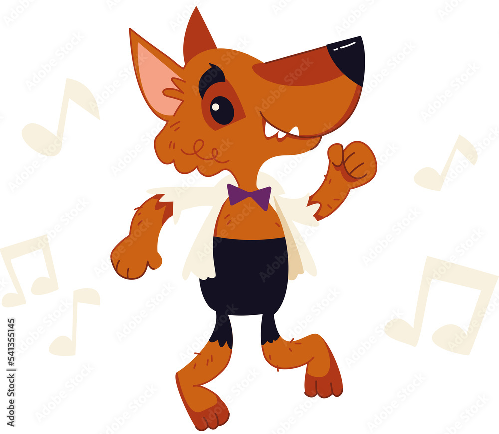 Wolf werewolf monster dancing. Cartoon character. Baby Halloween party ...