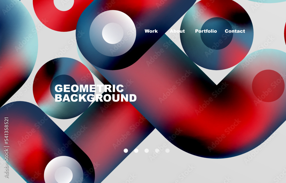 Circles and round shapes landing page abstract geometric background ...