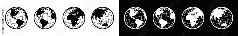 Earth globe icon vector set. World with latitude symbol illustration ...