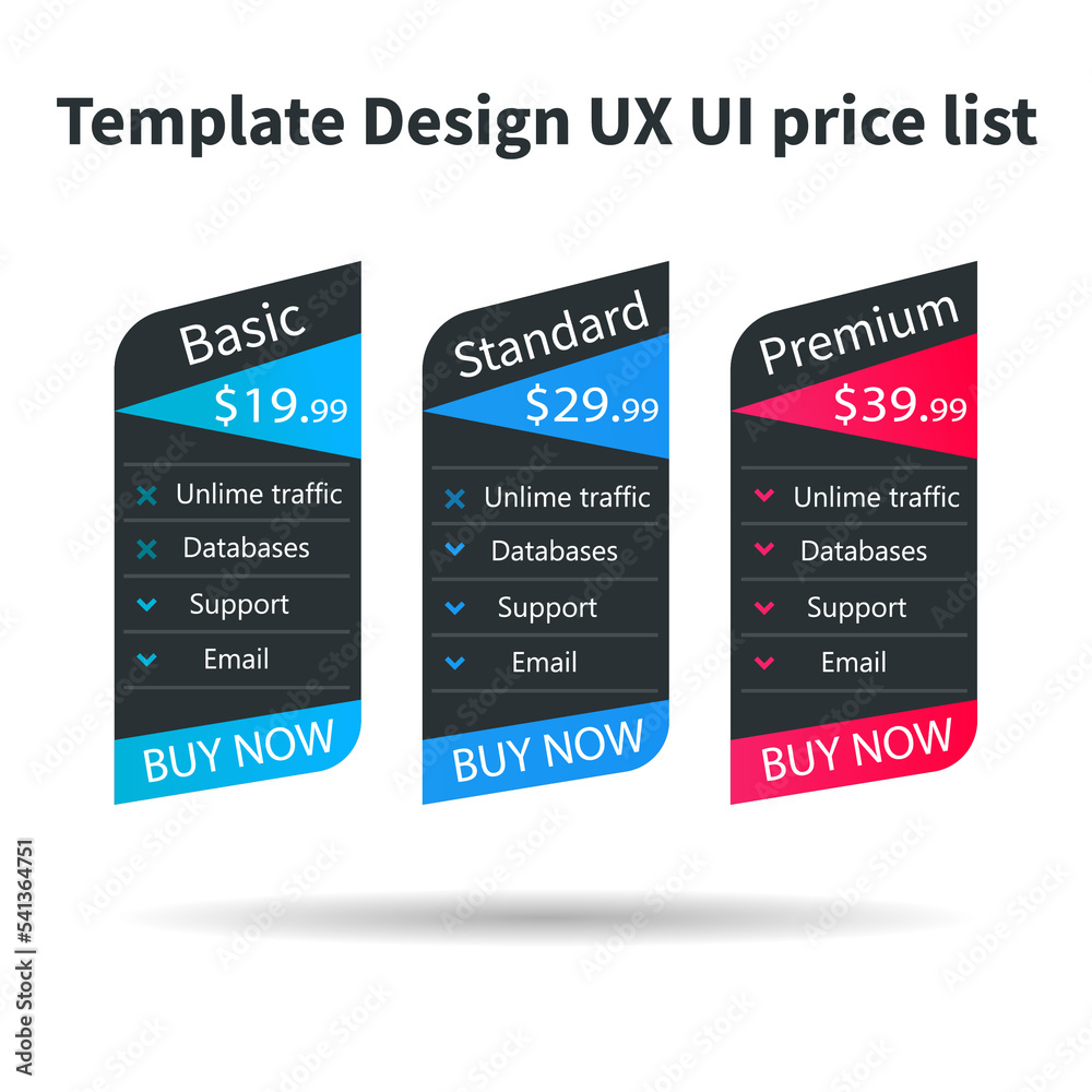 Vector Pricing Table Set Of Offer Tariffs Ui Ux Vector Banner For Web App Set Of Pricing