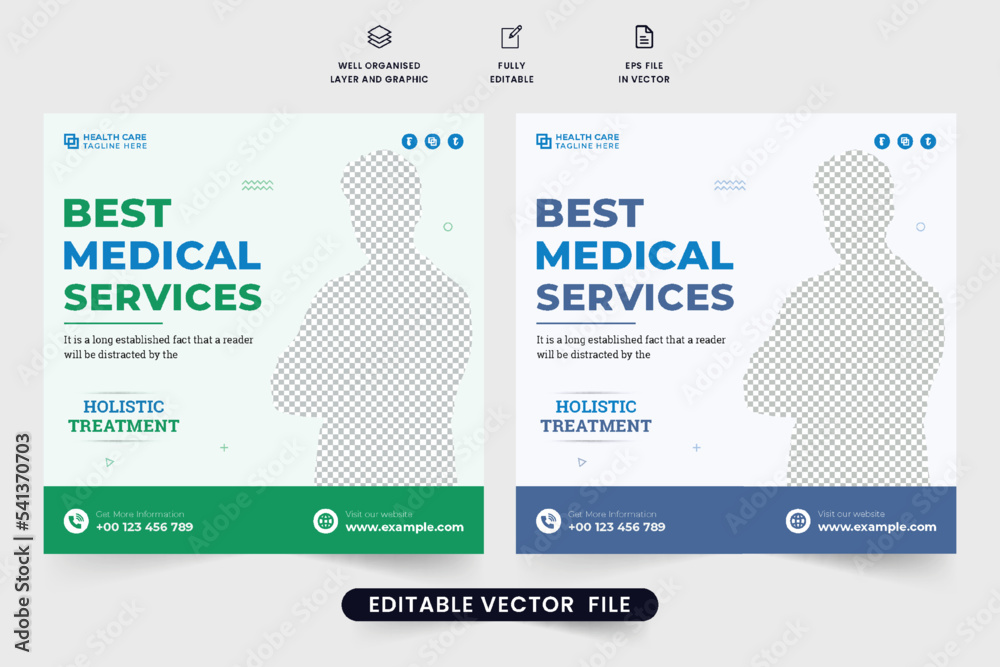 Clinic healthcare service template for advertisement. Modern hospital ...