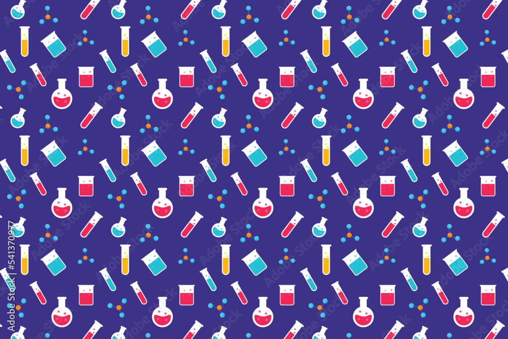 Seamless science pattern background vector with molecular basis and ...