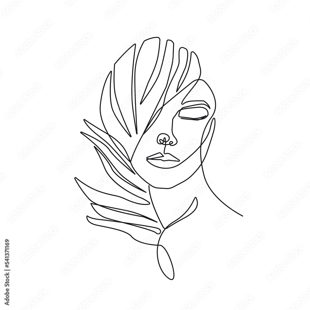 Abstract Female Face Line Art Drawing. Woman Face Minimalist ... Abstract Female Face Line Art Drawing. Woman Face Minimalist ...