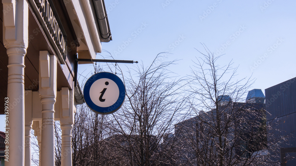 Help desk, Information sign in the city centre for tourist. Information ...
