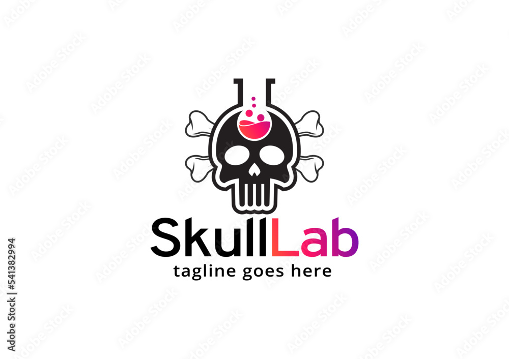 Skull Lab Logo Template. Chemical Flask Vector Design. Science ...