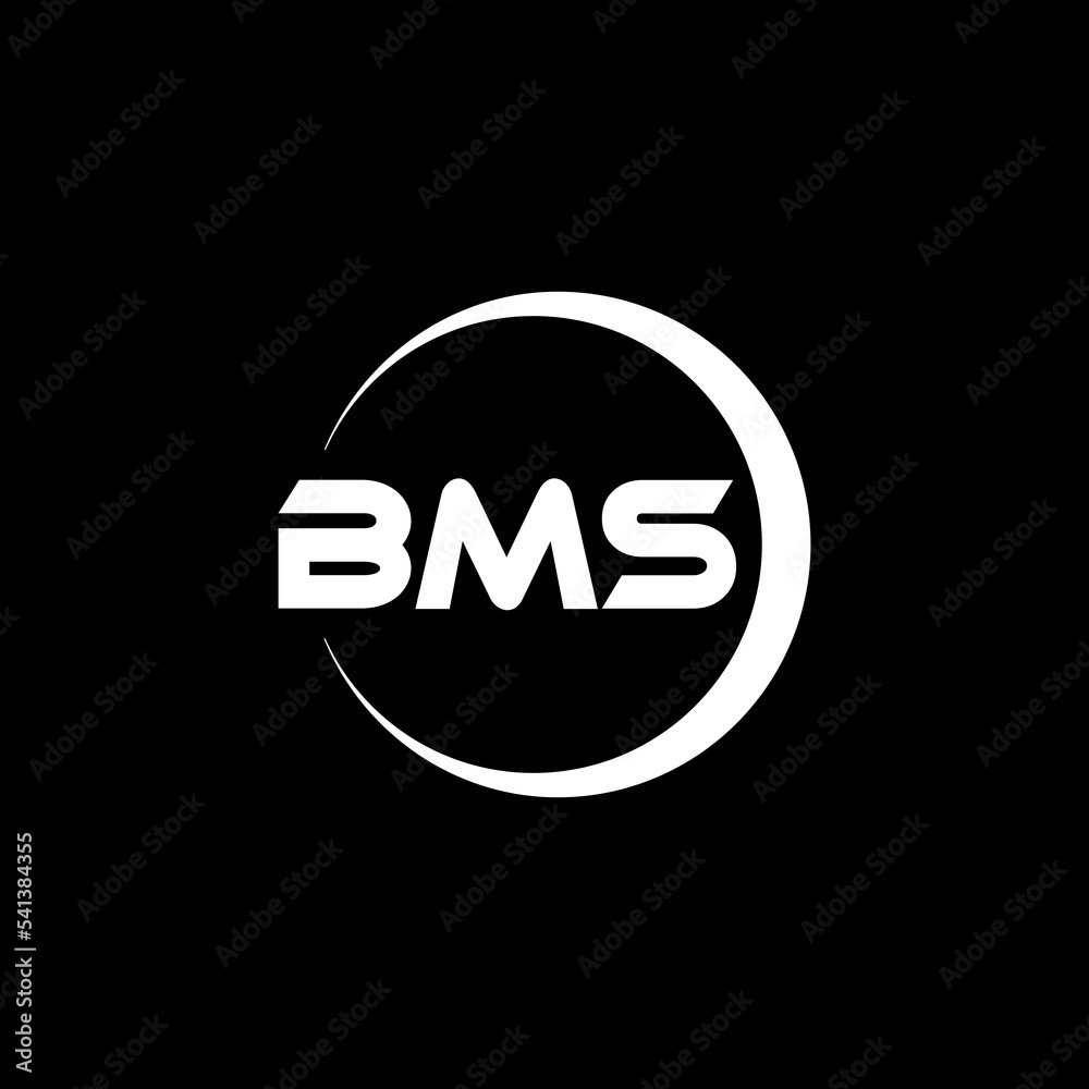 BMS letter logo design with black background in illustrator, cube logo ...