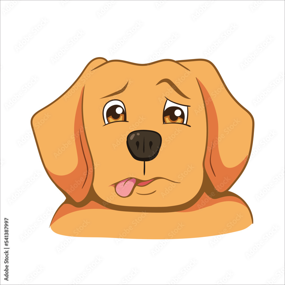 Sad, sick dog face expression vector animal cartoon illustration Stock ...