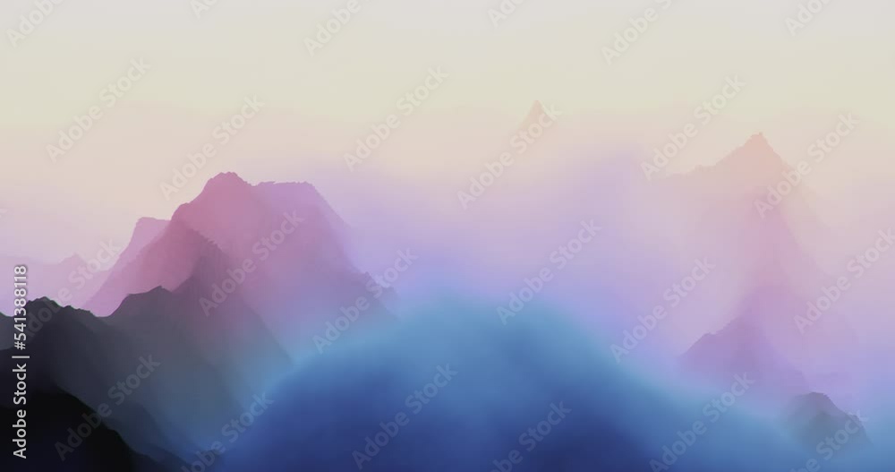 3D rendered mountain animation under colorful sky Stock Video | Adobe Stock