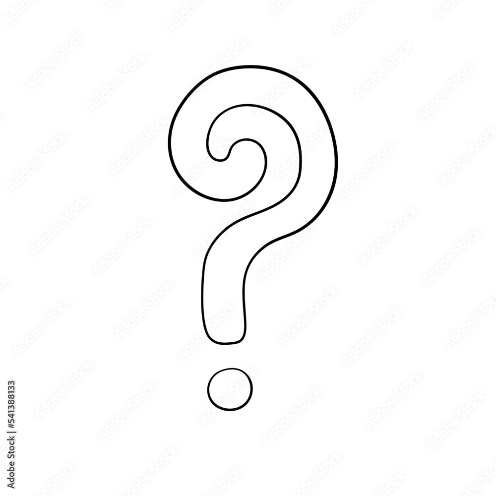 Question mark hand drawn in doodle style, vector illustration. Icon ...