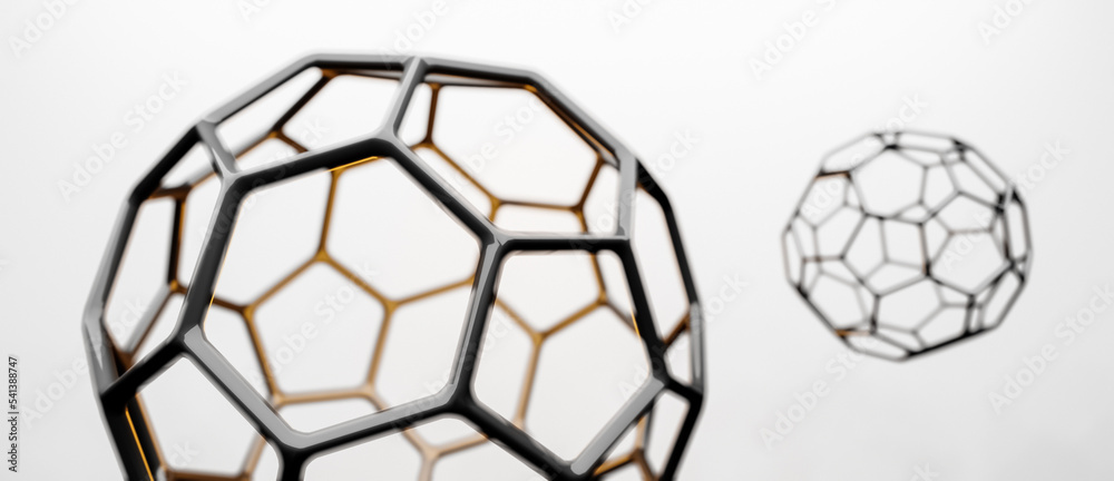 Ilustrace „Buckminsterfullerene C60 Molecule model, allotrope of ...