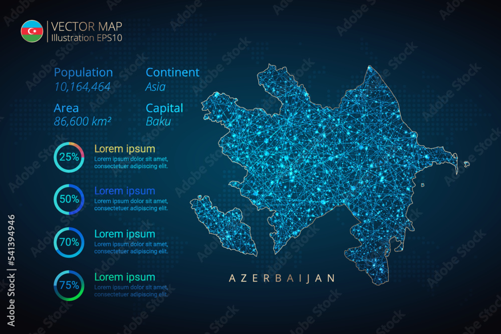 Azerbaijan map infographics vector template with abstract geometric ...