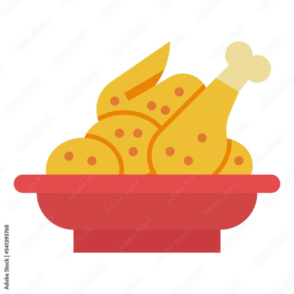fried flat icon Stock Vector | Adobe Stock